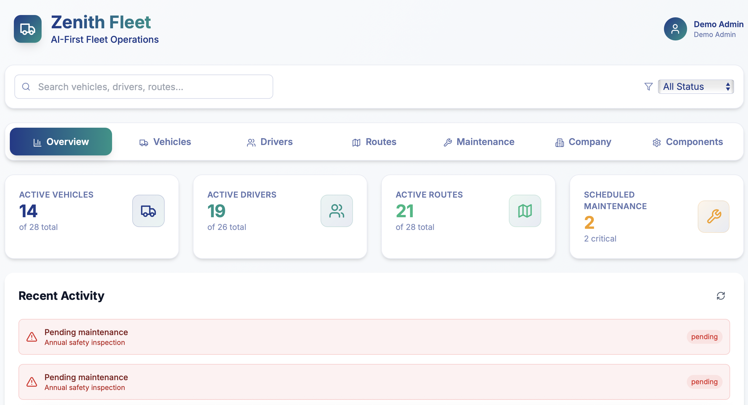 Zenith Fleet - AI-Powered Fleet Operations Platform